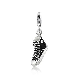 Charm-Einhänger NENALINA "Anhänger Turnschuh Sneaker Emaille 925 Silber", silber, Charms, Damen, ohne Stein, Silber 925 (Sterlingsilber)