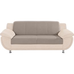 3-Sitzer Trendmanufaktur "Rondo 3, zeitlos und modern, bequem, Materialmix", beige (beige, tan), B:207cm H:85cm T:94cm, Luxus-Microfaser ALCAZAR (100% Polyester) / Feinstruktur (100% Polyester);Kunstleder SOFTLUX / Struktur (77% Polyester; 23% Polyacryl), Sofas, wahlweise mit Federkern, extrabreite Armlehnen zum Relaxen