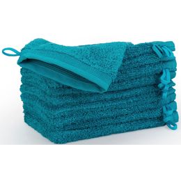 Möve Waschhandschuh MÖVE "Superwuschel", blau (lagoon), B:15cm L:20cm, Walkfrottier, Baumwolle, Handtücher (Packung), Waschhandschuh Set mit Bordüre, 100% Premium Cotton Baumwolle