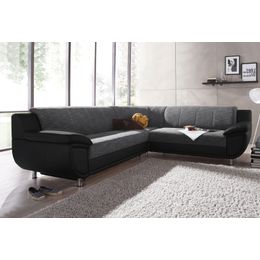 Ecksofa Trendmanufaktur "Rondo 3, zeitlos und modern, im Materialmix, L-Form", schwarz-wei&szlig; (schwarz, schwarz, wei&szlig;), B:267cm H:85cm T:247cm, Primabelle-Microfaser;Kunstleder SOFTLUX / Struktur (77% Polyester; 23% Polyacryl), Sofas, Ecksofa, wahlweise Federkern f&uuml;r hohen Sitzkomfort, wahlweise Bettfunktion