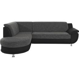 Ecksofa Trendmanufaktur "Rondo 3, zeitlos und bequem, Materialmix, breite Armlehnen, L-Form", schwarz-wei&szlig; (schwarz, schwarz, wei&szlig;), B:265cm H:85cm T:190cm, Kunstleder SOFTLUX / Struktur (77% Polyester; 23% Polyacryl);Luxus-Microfaser ALCAZAR (100% Polyester) / Feinstruktur (100% Polyester), Sofas, Ecksofa, wahlweise mit Federkern f&uuml;r mehr Komfort, wahlweise mit Bettfunktion