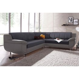Ecksofa Trendmanufaktur "Rondo 3, zeitlos und modern, im Materialmix, L-Form", grau (grau, dunkelgrau), B:267cm H:85cm T:247cm, Luxus-Microfaser ALCAZAR;Struktur fein;Kunstleder SOFTLUX / Struktur (77% Polyester; 23% Polyacryl), Sofas, Ecksofa, wahlweise Federkern f&uuml;r hohen Sitzkomfort, wahlweise Bettfunktion