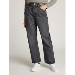 Straight-Jeans Tommy Hilfiger "CLASSIC STRAIGHT RW ECRU", Damen, Gr. 27, Länge 30, nea, Denim/Jeans, Obermaterial: 100% Baumwolle, unifarben, casual, straight fit knöchellang, Jeans, mit Logo-Badge, in Knöchellänge