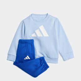 Trainingsanzug adidas Sportswear "I BL FL JOG 240", Kinder, Gr. 104, glow blau, weiß, Obermaterial: 70% Baumwolle, 30% Polyester, sportlich, Sportanzüge