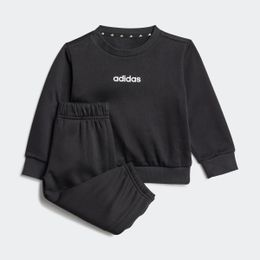 Trainingsanzug adidas Sportswear "I LIN FL JOG", Kinder, Gr. 104, schwarz-weiß (schwarz, weiß), Obermaterial: 70% Baumwolle, 30% Polyester, sportlich, Sportanzüge