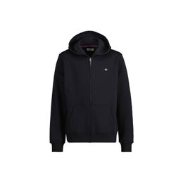 Sweater Gant "Sweatjacke Shield Zip Hoodie" Gr. 170, schwarz, Jungen, Obermaterial: 78% Baumwolle CO. 22% Polyester PES., Sweatshirts