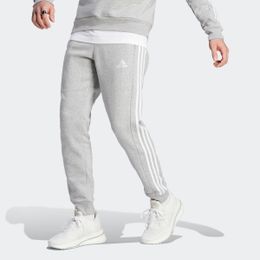 Sporthose adidas Sportswear "ESSENTIALS 3STREIFEN TAPERED CUFF HOSE" Gr. 4XL, N-Gr, grau (medium grau heather), Herren, Obermaterial: 78% Baumwolle, 22% Polyester, gestreift, Hosen, Jogginghose aus Baumwollmix