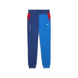 Sporthose Puma "BMW M Motorsport ESS+ Hose Jugendliche" Gr. 110, Normalgrößen, blau (pro blau m color), Kinder, Obermaterial: 68% Baumwolle, 32% Polyester; Taschenfutter: 100% Baumwolle; Rippe: 96% Baumwolle, 4% Elasthan, colorblocking, Hosen