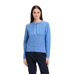 Strickpullover Betty Barclay "Betty Barclay Strickpullover mit Rippenstruktur", Damen, Gr. 36, blau (blau melange), Strick, Obermaterial: 50% Viskose, 27% Polyamid, 23% Polyester., casual, lässig geschnitten normal, Rundhals, Langarm, Pullover, Bindeband