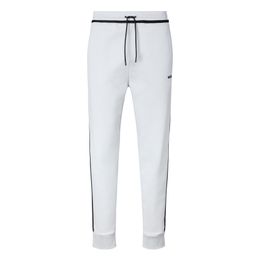 Jogginghose BOSS Green "Hadiko Tape" Gr. L, N-Gr, light, pastel grau054, Herren, Web, Obermaterial: 73% Baumwolle, 22% Polyester, 5% Elasthan, gestreift, Hosen, mit elastischem Bund