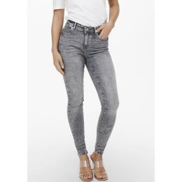 Skinny-fit-Jeans Only "ONLPOWER MID PUSH UP SK AZG937", Damen, Gr. XS (34), Länge 32, grau (grau denim), Denim/Jeans, Obermaterial: 92% Baumwolle, 6% Polyester, 2% Elasthan, Abriebeffekte, casual, Jeans