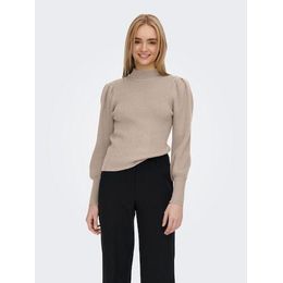 Strickpullover Only "ONLKATIA L/S HIGHNECK PULLOVER KNT NOOS", Damen, Gr. XL (42), braun (mocha meringue detail:with melange), Strick, Obermaterial: 50% Viskose, 27% Nylon, 23% Polyester, unifarben, modisch, regular fit, Pullover