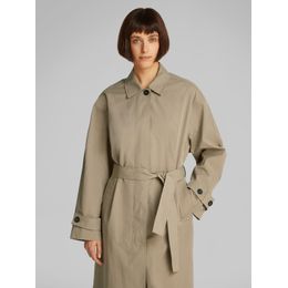 Trenchcoat Calvin Klein Jeans "TRENCH COAT" Gr. L (40), grau (taupe gray), Damen, Web, Obermaterial: 61% Baumwolle, 39% Polyamid, unifarben, Mäntel, mit Eingrifftaschen, mitLogopatch