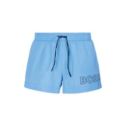 Badeshorts BOSS "Mooneye 1022926", Herren, Gr. XL, N-Gr, blau (hellblau), Microfaser, Polyamid, unifarben, Basic, Badehosen, mit elastischem Bund