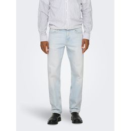 Only & Sons Regular-fit-Jeans ONLY & SONS "ONSEDGE STRAIGHT BROMO 0017 DOT DNM NOOS", Herren, Gr. 29, Länge 32, blau (light blau bleached denim), Denim/Jeans, Obermaterial: 100% Baumwolle, modisch, regular fit, Jeans