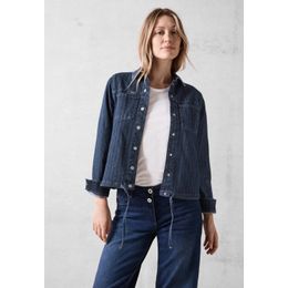 Jeansjacke Cecil Gr. XL (44), blau (dunkelblau wash), Damen, Web, 77% Baumwolle, 20% Polyester, 3% Elasthan, gestreift, Jacken, mit Brusttaschen