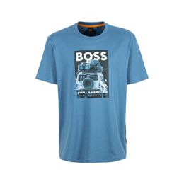 T-Shirt BOSS Orange "Shirt Te_mextour" Gr. L, light, pastel blau459, Herren, Jersey, Obermaterial: 100% Baumwolle, Shirts, mit Print