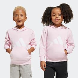 Kapuzensweatshirt adidas Sportswear "LK BL FT HD" Gr. 104, pink (clear pink, weiß), Kinder, Obermaterial: 55% Baumwolle, 36% Polyester, 9% Viskose, Sweatshirts