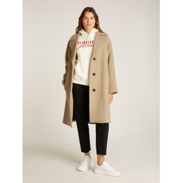 Kurzmantel Tommy Jeans "TJW WOOL COAT" Gr. L (40), relic tan, Damen, Obermaterial: 55% Polyester, 35% Wolle, 10% sonstige Fasern. Futter: 100% Polyester, unifarben, Mäntel, mit Wollanteil