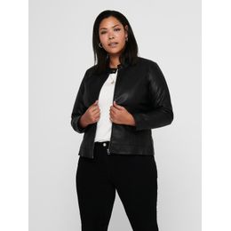 Lederimitatjacke Only CARMAKOMA "CARROBBER FAUX LEATHER JACKET NOOS", Damen, Gr. 44, schwarz, Web, Obermaterial: 100% Viskose, unifarben, casual, Langarm, Jacken