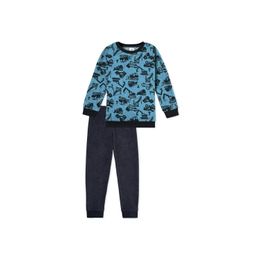 Schlafanzug Schiesser "Pyjama" Gr. 104, blau, Kinder, Obermaterial: 80% Baumwolle CO. 20% Polyester PES., Homewear-Sets