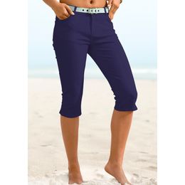 Beach Time 3/4-Hose BEACHTIME Gr. 34, N-Gr, blau (marine), Damen, Denim/Jeans, Obermaterial: 98% Baumwolle, 2% Elasthan, Hosen 5-Pocket-Jeans, mit Elasthan, Caprihose, Sommerhose