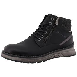 Schnürboots Tom Tailor, Herren, Gr. 43, schwarz, Lederimitat, Textil, kontrastfarbene Details, unifarben, Schuhe, Herbstmode, Outdoorschuh mit gepolstertem Schaftrand