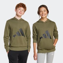 Kapuzensweatshirt adidas Sportswear "J BL FT HD 280" Gr. 128, grün (olive strata, schwarz), Kinder, Obermaterial: 55% Baumwolle, 36% Polyester, 9% Viskose, Sweatshirts