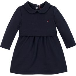 Jerseykleid Tommy Hilfiger "ESSENTIAL DRESS LS" Gr. 80, N-Gr, blau (schwarz night navy), Baby, Jersey, Obermaterial: 95% Baumwolle, 5% Elasthan, unifarben, Kleider, mit Logostickerei