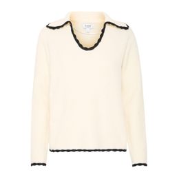 Strickpullover B.Young "Strickpullover BYNINNA W. COLLAR -" Gr. L, beige (birch mix), Damen, Obermaterial: 50% Polyester Pol. recyc.. 15% Wolle WO. 13% Polyester PES. 9% Polyacryl PAN. 9% Polyamid PA., unifarben, Pullover