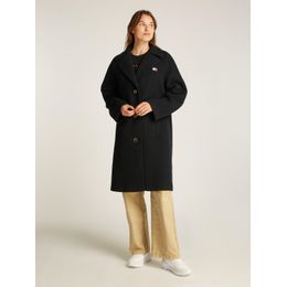 Kurzmantel Tommy Jeans "TJW WOOL COAT" Gr. XL (42), schwarz, Damen, Obermaterial: 55% Polyester, 35% Wolle, 10% sonstige Fasern. Futter: 100% Polyester, unifarben, Mäntel, mit Wollanteil