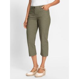 3/4-Hose Inspirationen Gr. 36, Normalgrößen, grün (khaki), Damen, 76% Baumwolle, 22% Polyester, 2% Elasthan, unifarben, Hosen