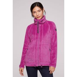 Fleecejacke SOCCX Gr. XXL, lila (iced berry), Damen, Material: 100% Polyester, bestickt, Jacken, mit elastischem Saumabschluss