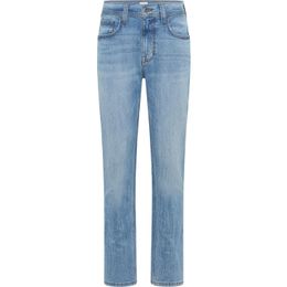 Slim-fit-Jeans Mustang "Style Orlando Slim" Gr. 33, Länge 32, blau (303 mittelblau), Herren, 99% Baumwolle, 1% Elasthan, Jeans