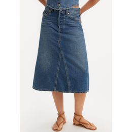 Levi's Jeansrock LEVI'S "HR A LINE DECON SKIRT" Gr. 30, mid morning, Damen, Denim/Jeans, Obermaterial: 100% Baumwolle, Röcke, in trendy Midi-Länge mit ausgefranster Kante