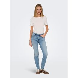 Skinny-fit-Jeans Only "ONLBLUSH MID SKIN ANK RW DNM CRO349 NOOS" Gr. S (36), Länge 30, blau (light medium blau denim), Damen, Denim/Jeans, Obermaterial: 92% Baumwolle, 6% Elastomultiester, 2% Elasthan, unifarben, Jeans