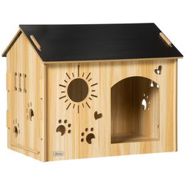 PawHut Hundehütte aus Holz Kleintierhaus mit Lüftungsöffnungen Hundehaus mit Dach Hundehöhle Indoor MDF Eic