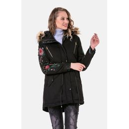 Cipo & Baxx Parka CIPO & BAXX "Jacken", Damen, Gr. M, schwarz, 50% Polyurethan;50% Viskose, unifarben, casual, regular fit normal, Langarm, Jacken, mit Kunstleder und Nieten, WJ-136