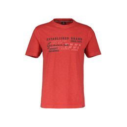 T-Shirt Lerros "Lerros T-Shirt, unifarben mit Brustprint", Herren, Gr. 4XL, urban rot, 100% Baumwolle, Rundhals, Kurzarm, Shirts