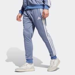 Sporthose adidas Sportswear "M TR MEL PT" Gr. L, N-Gr, blau (dunkelblau melange), Herren, Obermaterial: 100% Polyester, Hosen