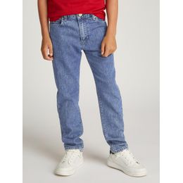 Straight-Jeans Tommy Hilfiger "MODERN STRAIGHT SALT&PEPPER" Gr. 7 (122), N-Gr, saltandpepper, Jungen, Denim/Jeans, Obermaterial: 99% Baumwolle, 1% Elasthan, unifarben, Jeans, mit Logostickerei