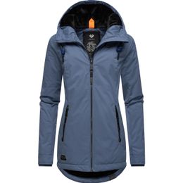 Winterjacke Ragwear "Zuzka Winter", Damen, Gr. L (40), blau (indigo), Außenmaterial: 100% Polyester, Innenfutter: 100% Polyester, Kapuzenfutter: 100% Polyester, Wattierung: 100% Polyester, modisch, tailliert Po-bedeckend, Langarm mit Knopf Rippstrickbündchen mit Druckknopf, Jacken, Wasserdichter Winterparka mit Teddyfleece Innenfutter