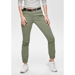 Cargohose Only "ONLMISSOURI REG ANK CARGO PNT NOOS", Damen, Gr. 40 (L), Länge 34, grün (olivgrün), Web, Obermaterial: 98% Baumwolle, 2% Elasthan, unifarben, casual, schmal, Hosen 5-Pocket-Hose, mit Stretchsäumen