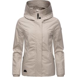 Outdoorjacke Ragwear "Vannesa", Damen, Gr. 4XL (48), weiß (bone), Außenmaterial: 100% Polyester, Innenfutter: 100% Polyester, modisch, gerade hüftbedeckend, Langarm Ärmel ohne Ärmelschlitz Rippstrickbündchen, Jacken, Wasserdichte Damen Übergangsjacke mit Kapuze