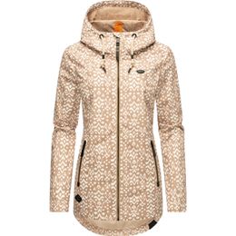 Outdoorjacke Ragwear "Zuzka Ikat" Gr. M (38), braun (latte macchiato), Damen, Außenmaterial: 100% Polyester, Innenfutter: 100% Polyester, Jacken, Wasserdichte Übergangsjacke mit großer Kapuze