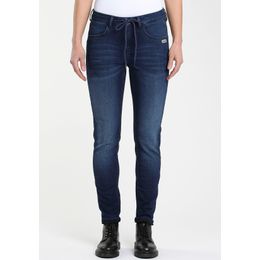 Jogg Pants Gang "94JOLINE JOGG" Gr. 26 (34), N-Gr, blau (basic blau vintage wash), Damen, Denim/Jeans, Obermaterial: 74% Baumwolle, 22% Polyester, 4% Elasthan, unifarben, Jeans, mit passenden Bindeband