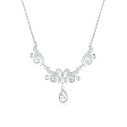 Elli Premium Collierkettchen »Ornament Zirkonia Weiß 925 Sterling Silber« Weiß 45 Halskette für Damen mit Zirkonia Tropfenschliff strahlt Eleganz aus