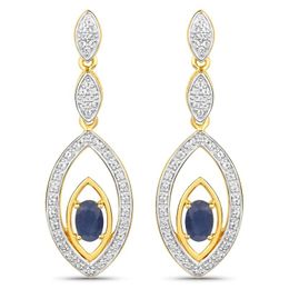 VIRA JEWELS Paar Ohrhänger »Silber 925 zweifarbig 40mm lang mit 2x Saphir und 80x Weiß-Topas« gelb + blau one-size Elegante Damen-Ohrhänger aus...