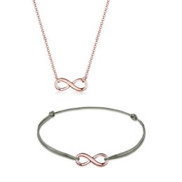 Elli Schmuckset »Kette Armband mit Infinity Symbol 925 Sterling Silber Rosegold« () Rosegold onesize Schmuckset Infinty für Damen ideal für den...