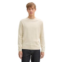 Tom Tailor Rundhalspullover mit Logostickerei soft beige melange M M Strickpullover von Tom Tailor